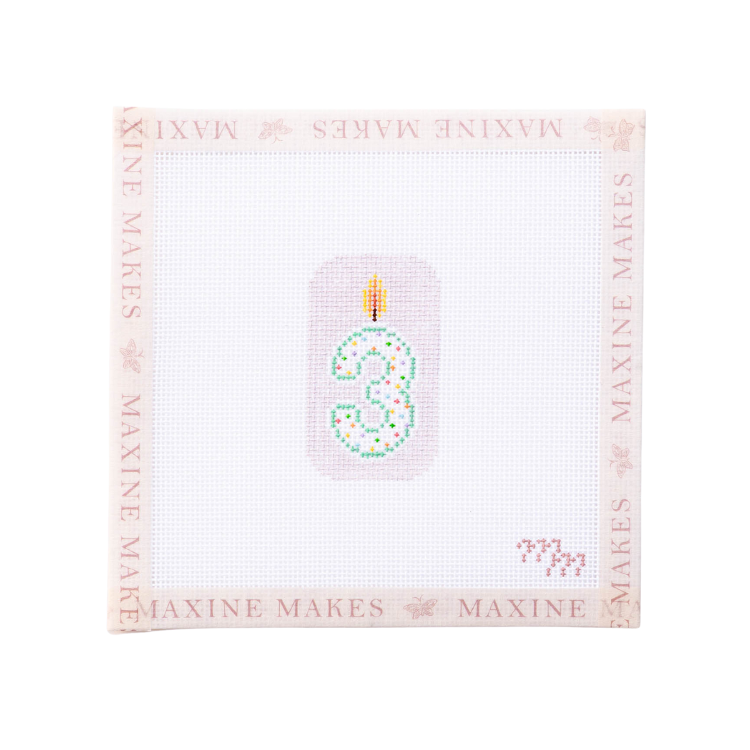Birthday Candle Needlepoint Canvas Number 3